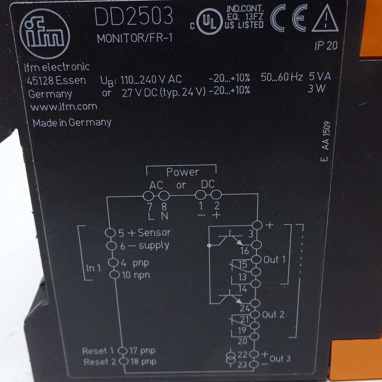 Evaluation Unit for Speed Monitoring DD2503 IFM MONITOR/FR-1 /110-240VAC/DC *New* - Axxa - Motor ...